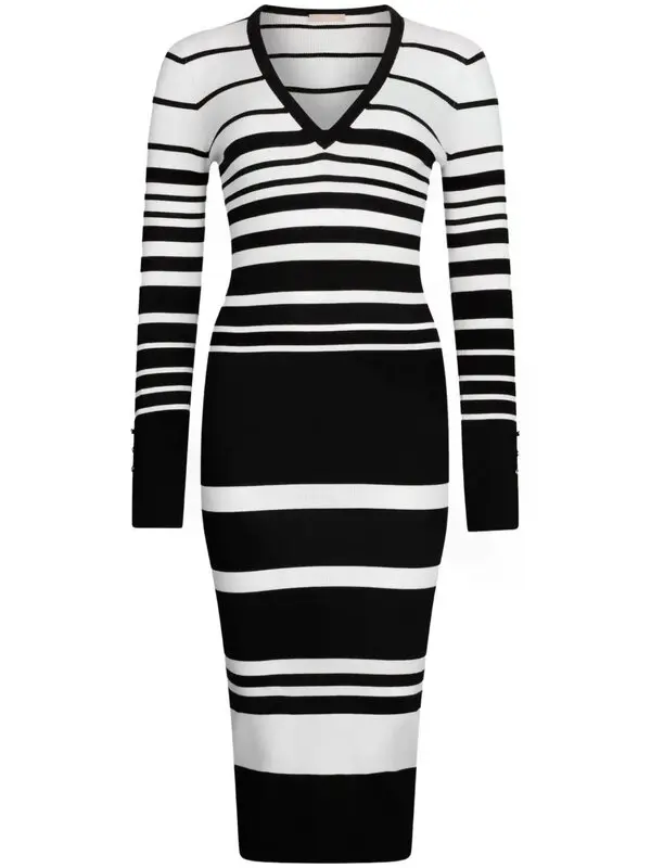 Liu Jo Striped Midi Dress - Black