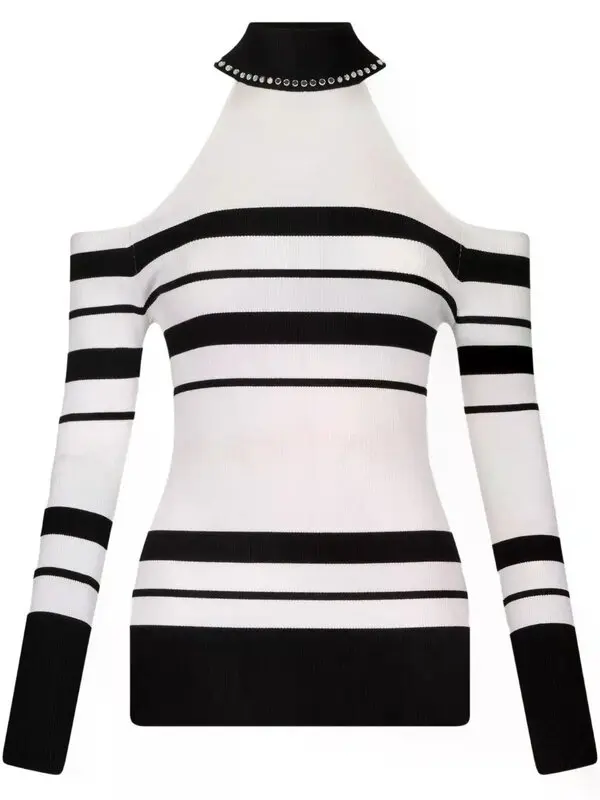 Liu Jo Striped Stud-detail Sweater