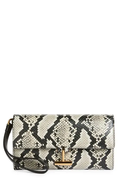 TOM FORD Tara Python Embossed Leather Wristlet - Roccia
