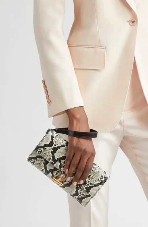 TOM FORD Tara Python Embossed Leather Wristlet