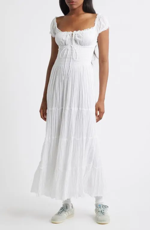 smock tiered maxi dress Ivory Eyelet Tiered Smock Dress