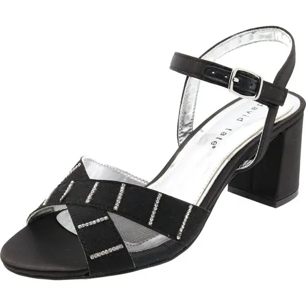 DAVID TATE Cocktail Ankle Strap Sandal - Black Satin