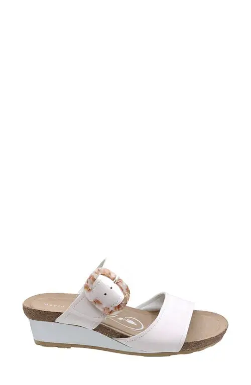 DAVID TATE Fantasy Platform Wedge Slide Sandals - White