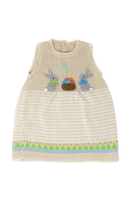 MELANGE COLLECTION Knit Easter Dress With Appliqués