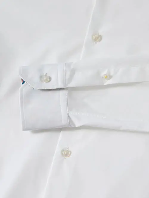 Robert Talbott Reynolds Novelty Cuff Poplin Contemporary Fit Shirt - White