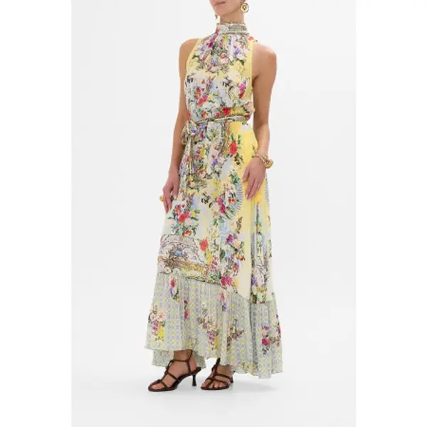 Camilla Silk Necktie Maxi Dress