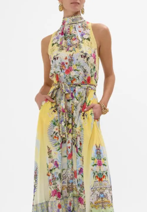 Camilla Silk Necktie Maxi Dress
