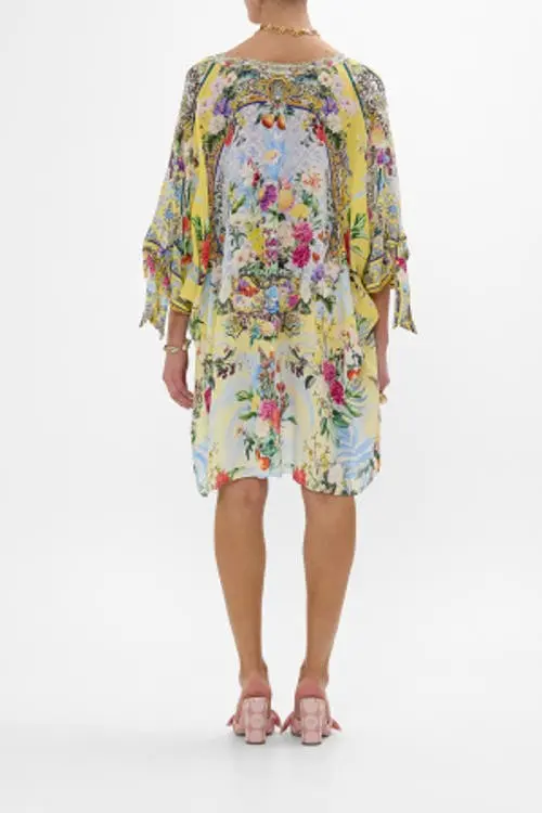 Camilla Tie Sleeve Short V Neck Kaftan