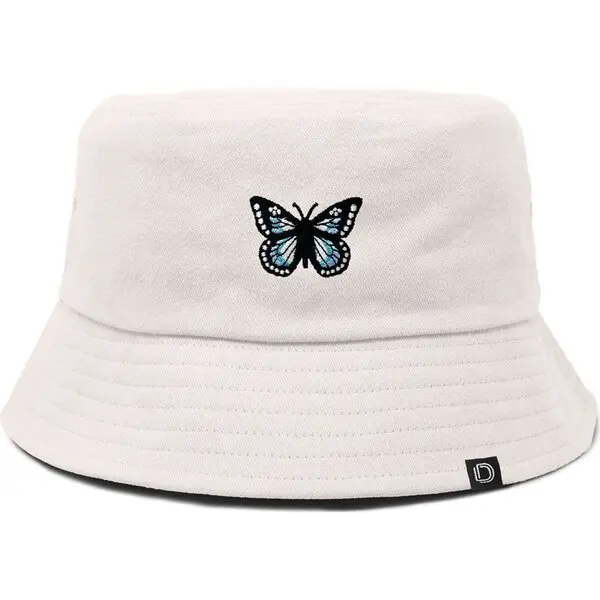 DALIX Butterfly Bucket Hat - Parchment White