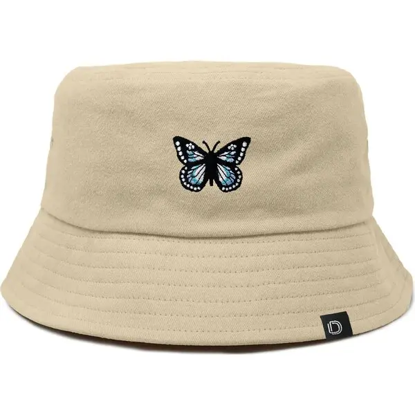 DALIX Butterfly Bucket Hat - Sesame Beige