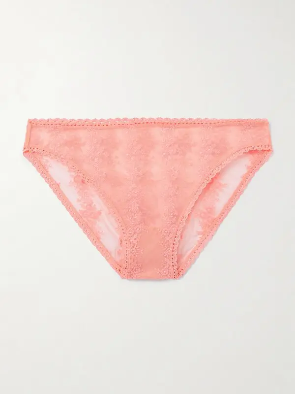 ERES Fleur Du Sel Embroidered Stretch-tulle Briefs - Pink