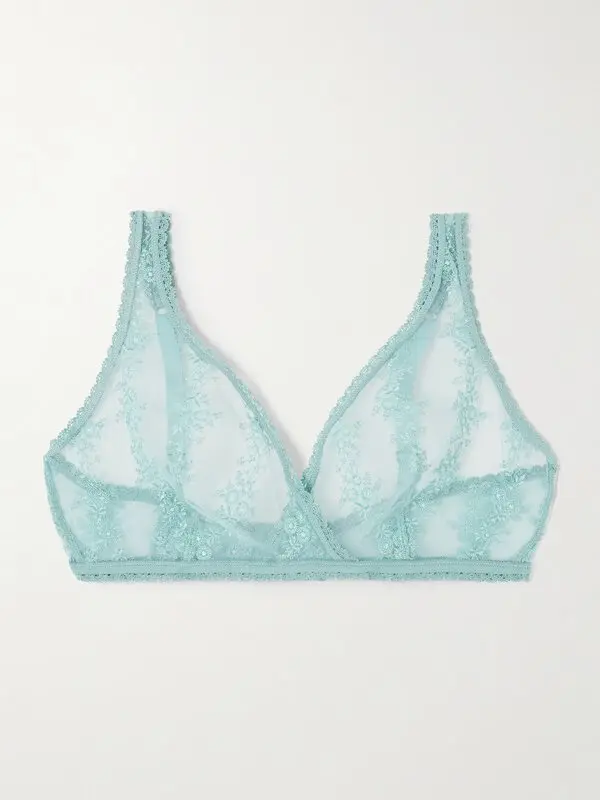 ERES Fleur Du Sel Gourmande Embroidered Stretch-mesh Soft-cup Bra - Blue
