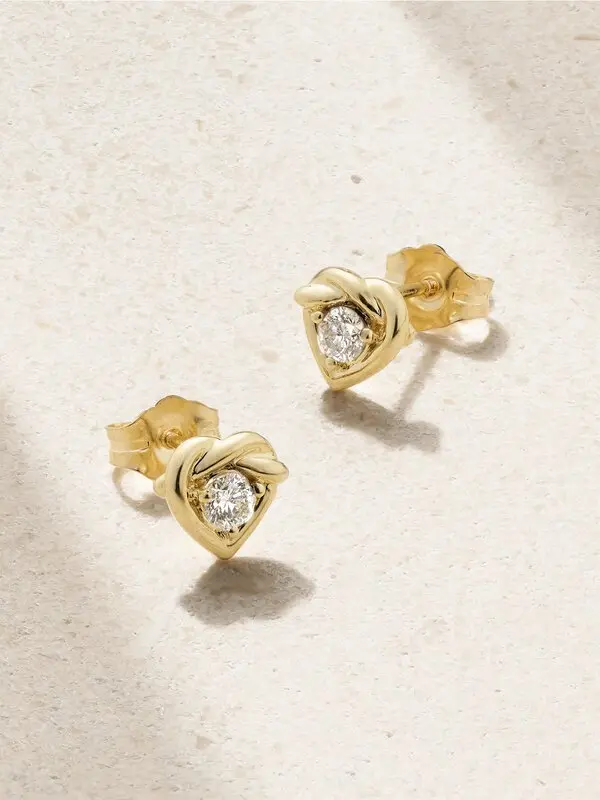 STONE AND STRAND Tie The Knot 10-karat Diamond Stud Earrings - Gold