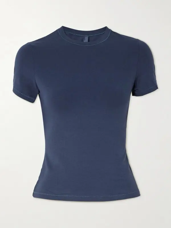 SKIMS Stretch-cotton Jersey T-shirt - Blue