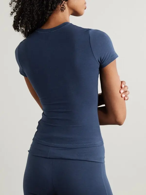 SKIMS Stretch-cotton Jersey T-shirt - Blue