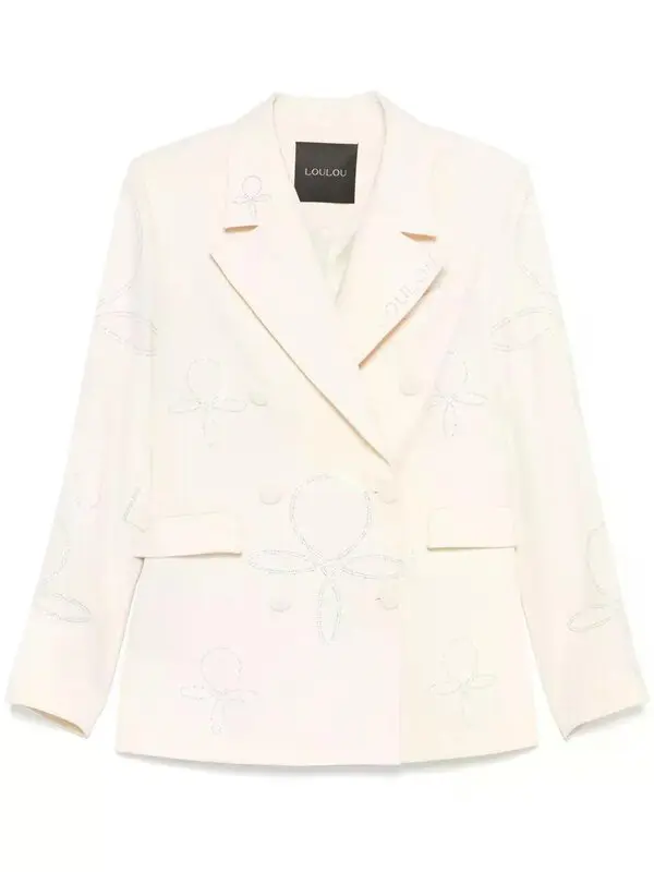 LOULOU Rhinestone-embellished Double-breasted Blazer