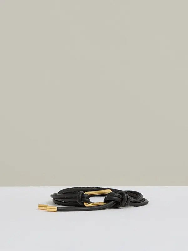 REISS Tara Sculpted Buckle Tie Belt - Black