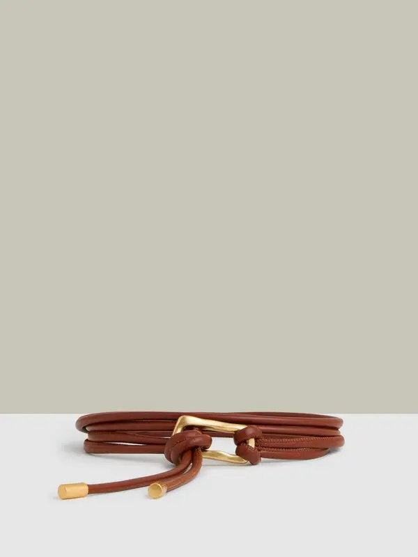 REISS Tara Sculpted Buckle Tie Belt - Tan