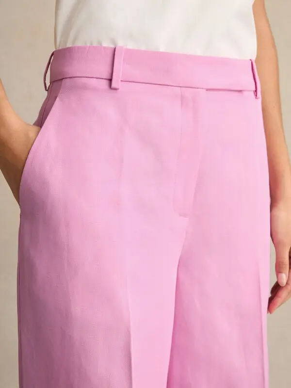 REISS Raine Wide-leg Linen Blend Trousers