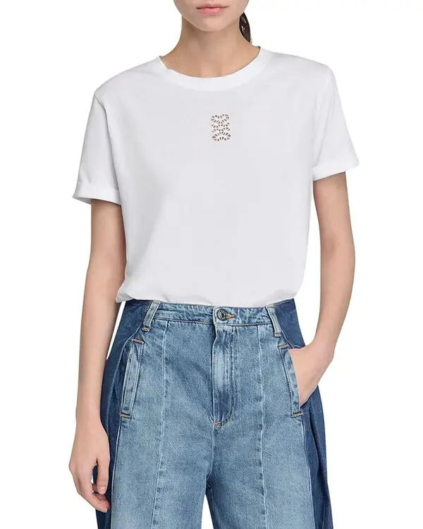 Sandro Embroidered Cotton T-shirt