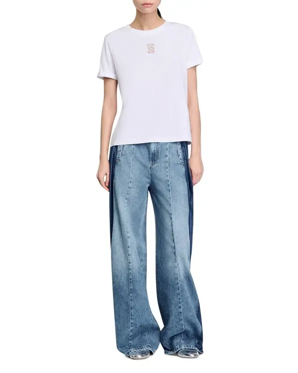 Sandro Embroidered Cotton T-shirt