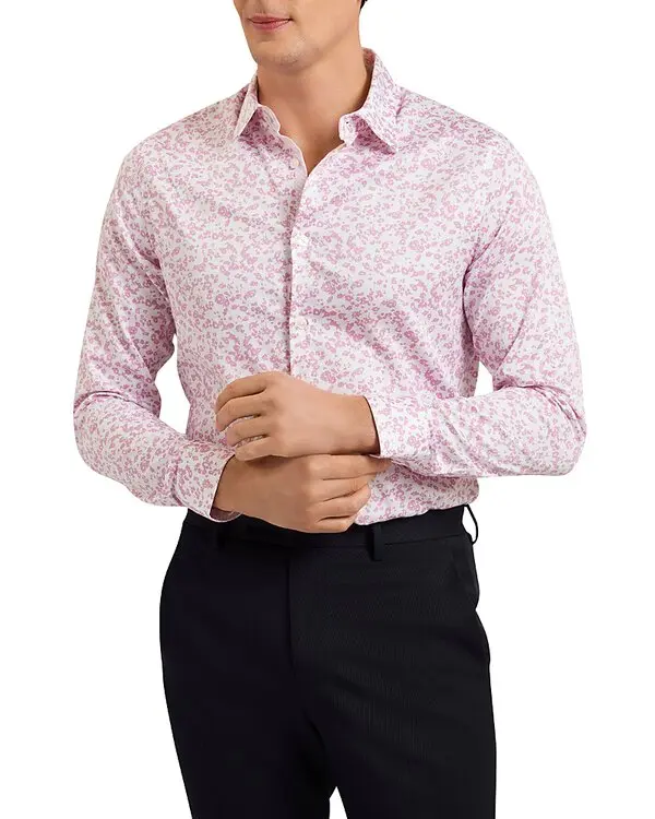 Ted Baker London Lovelad Slim Fit Floral Long Sleeve Shirt - Pink