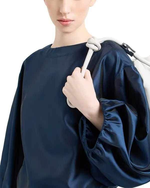 Emporio Armani Shiny Muslin Balloon Sleeve Blouse - Dark Blue