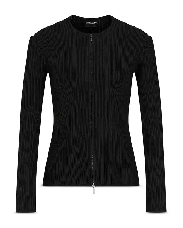 Emporio Armani Textured Ottoman Jersey Zip-up Jacket