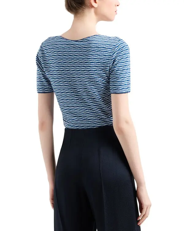 Emporio Armani Geo Textured Jacquard Jersey Top
