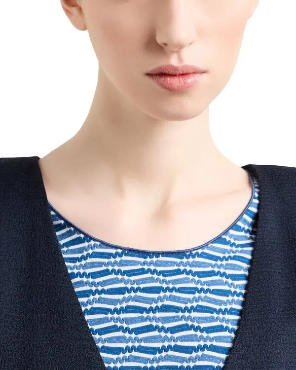 Emporio Armani Geo Textured Jacquard Jersey Top