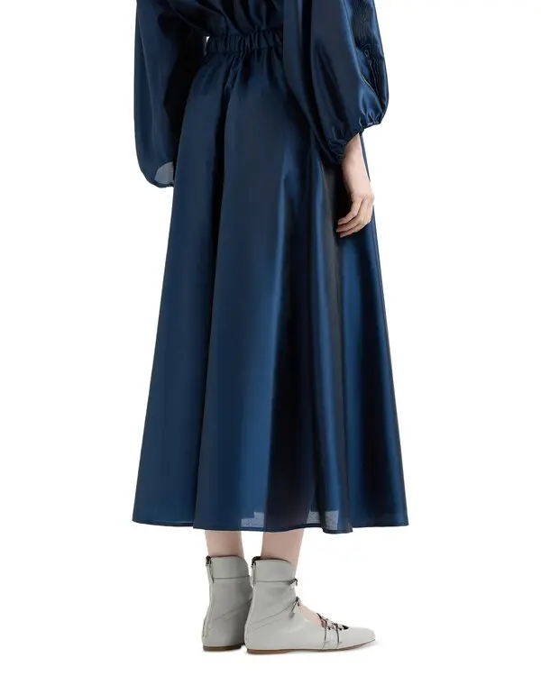 Emporio Armani Techno Shine Finish Muslin A-line Midi Skirt