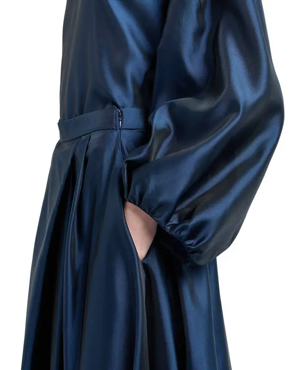 Emporio Armani Techno Shine Finish Muslin A-line Midi Skirt