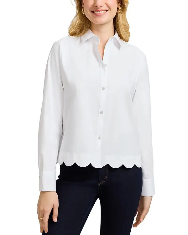 Foxcroft Scarlett Long Sleeved Matte Sateen Shirt - White
