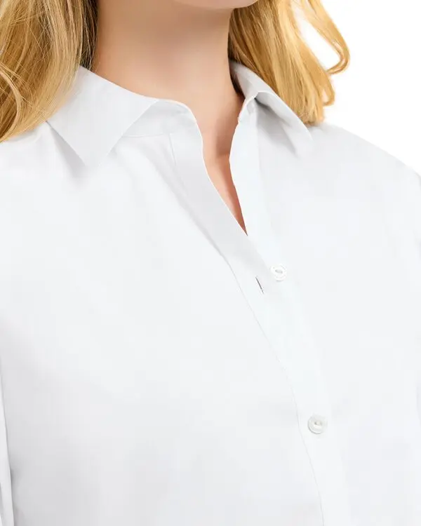 Foxcroft Scarlett Long Sleeved Matte Sateen Shirt - White