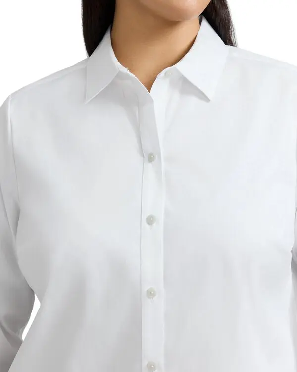 Foxcroft Scarlett Long Sleeved Matte Sateen Shirt - White