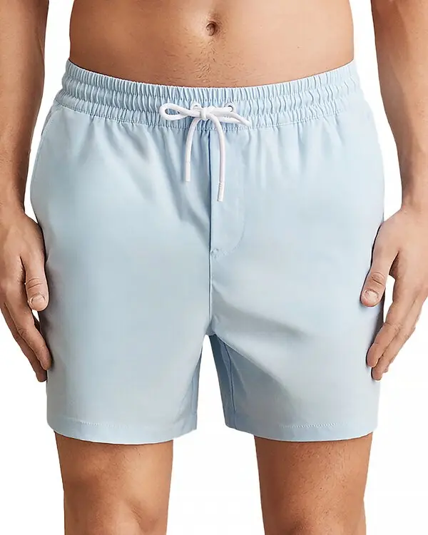 REISS Cliff Plain 4.9" Swim Shorts - Soft Blue