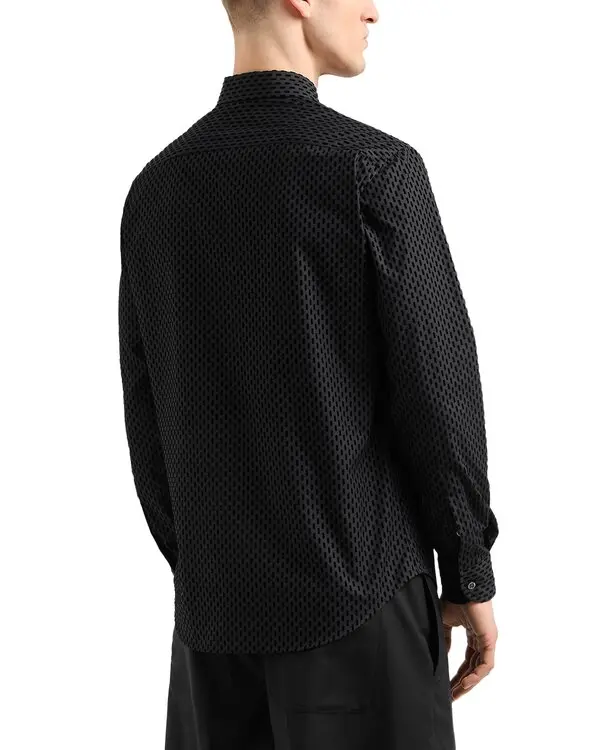 Emporio Armani Flocked Cotton Button Up Shirt