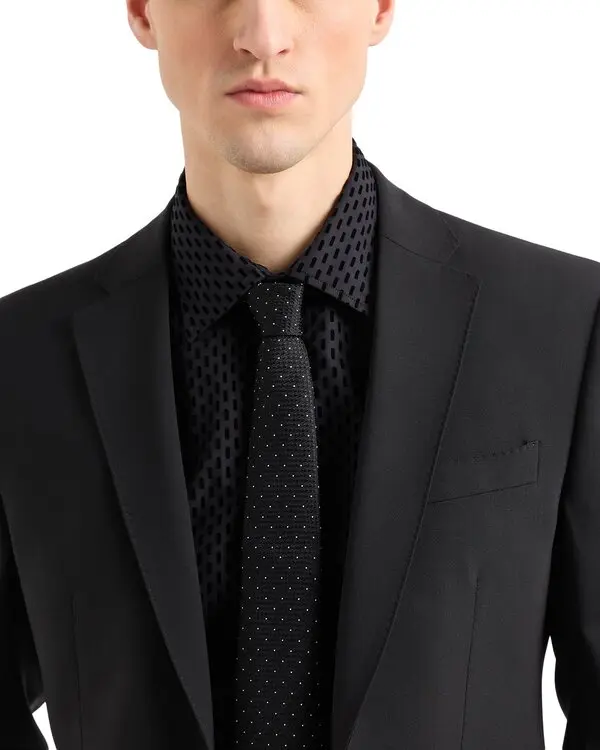 Emporio Armani Flocked Cotton Button Up Shirt