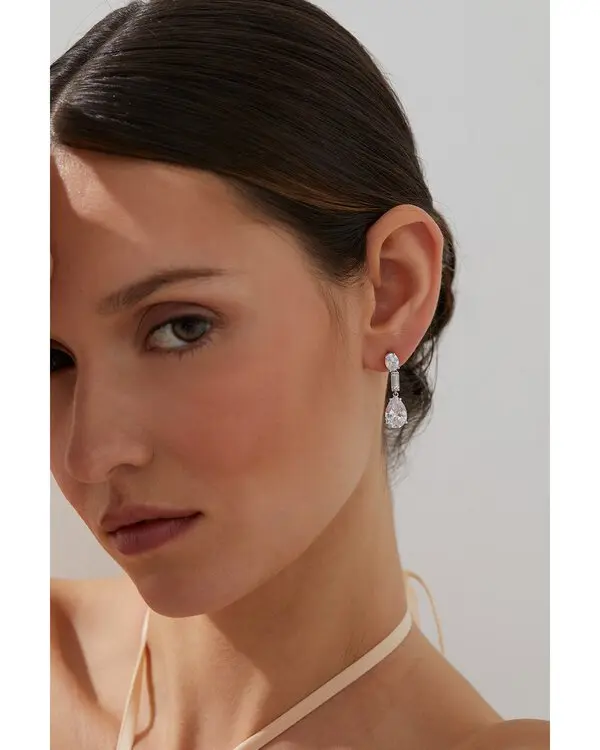 Nadri Cubic Zirconia Drop Earrings - Silver