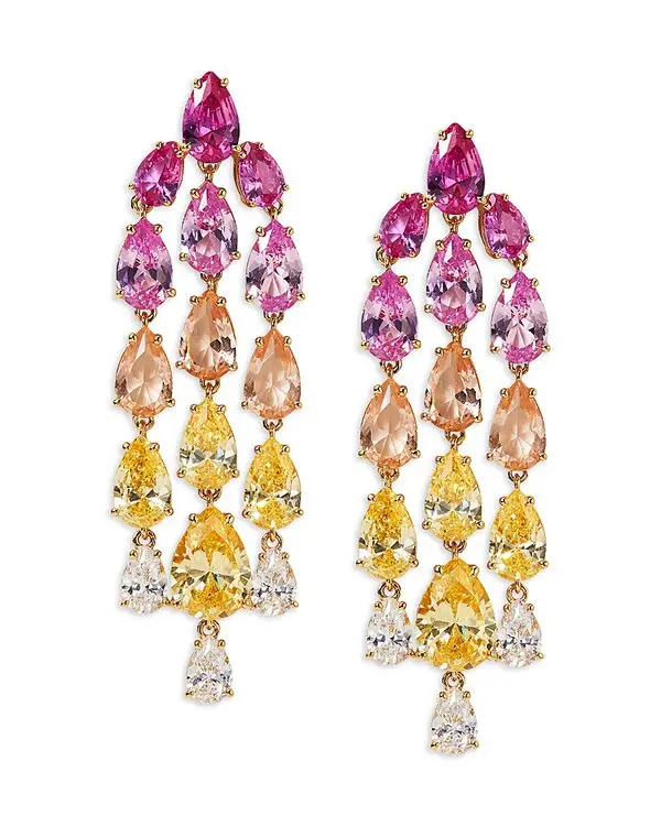 Nadri Palm Springs Pear Stone Chandelier Drop Earrings - Gold
