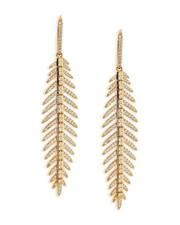 Nadri Palm Springs Pave Leaf Drop Earrings - Gold