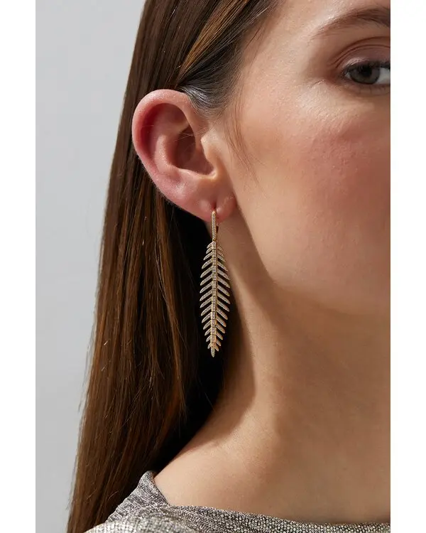 Nadri Palm Springs Pave Leaf Drop Earrings