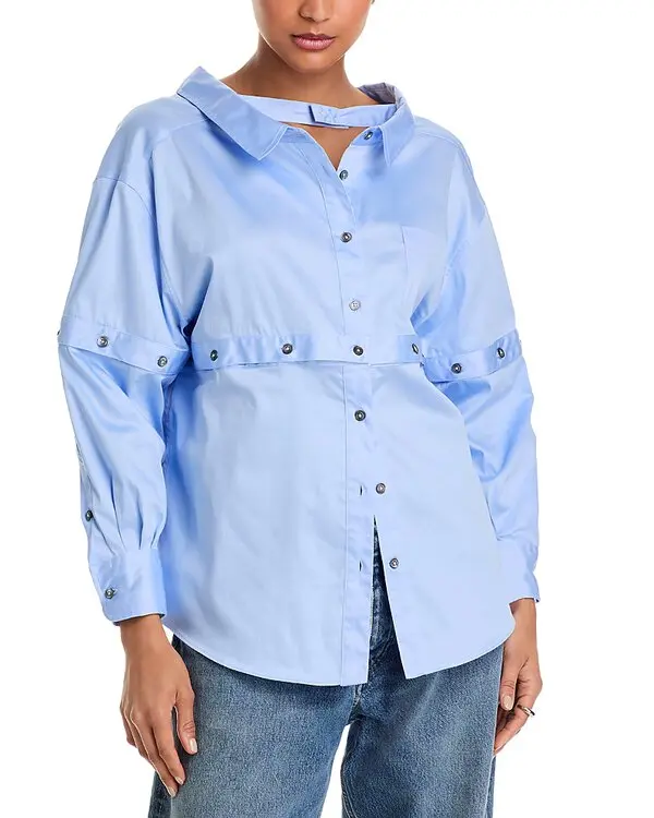 Rokh Multi Button Broken Shirt - Light Blue