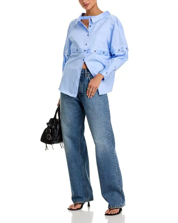 Rokh Multi Button Broken Shirt - Light Blue