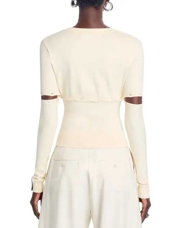 Rokh Multi Button Crewneck Cardigan - Cream