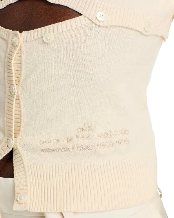 Rokh Multi Button Crewneck Cardigan - Cream
