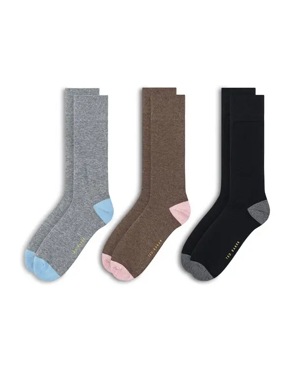 Ted Baker London Crew Socks, Pack Of 3 - Medium Grey