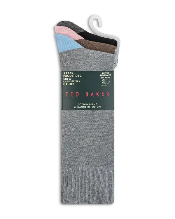 Ted Baker London Crew Socks, Pack Of 3 - Medium Grey