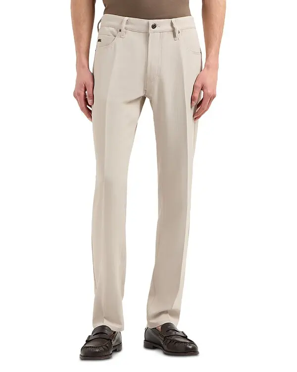Emporio Armani Regular Fit Stretch Cannette Trousers - Beige