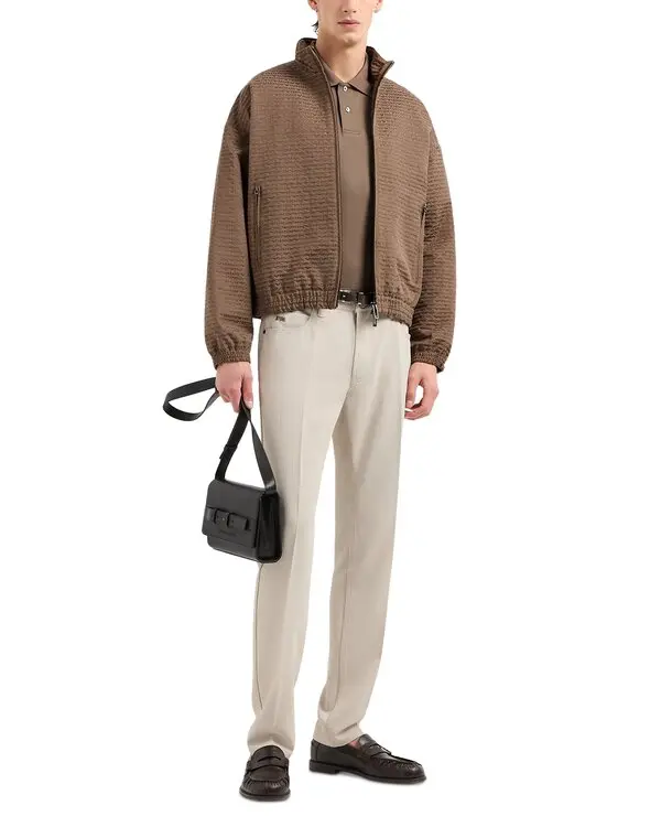 Emporio Armani Regular Fit Stretch Cannette Trousers - Beige